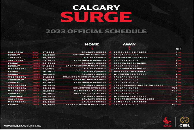Calgary Surge basketball 2023 schedule is released | LiveWire Calgary